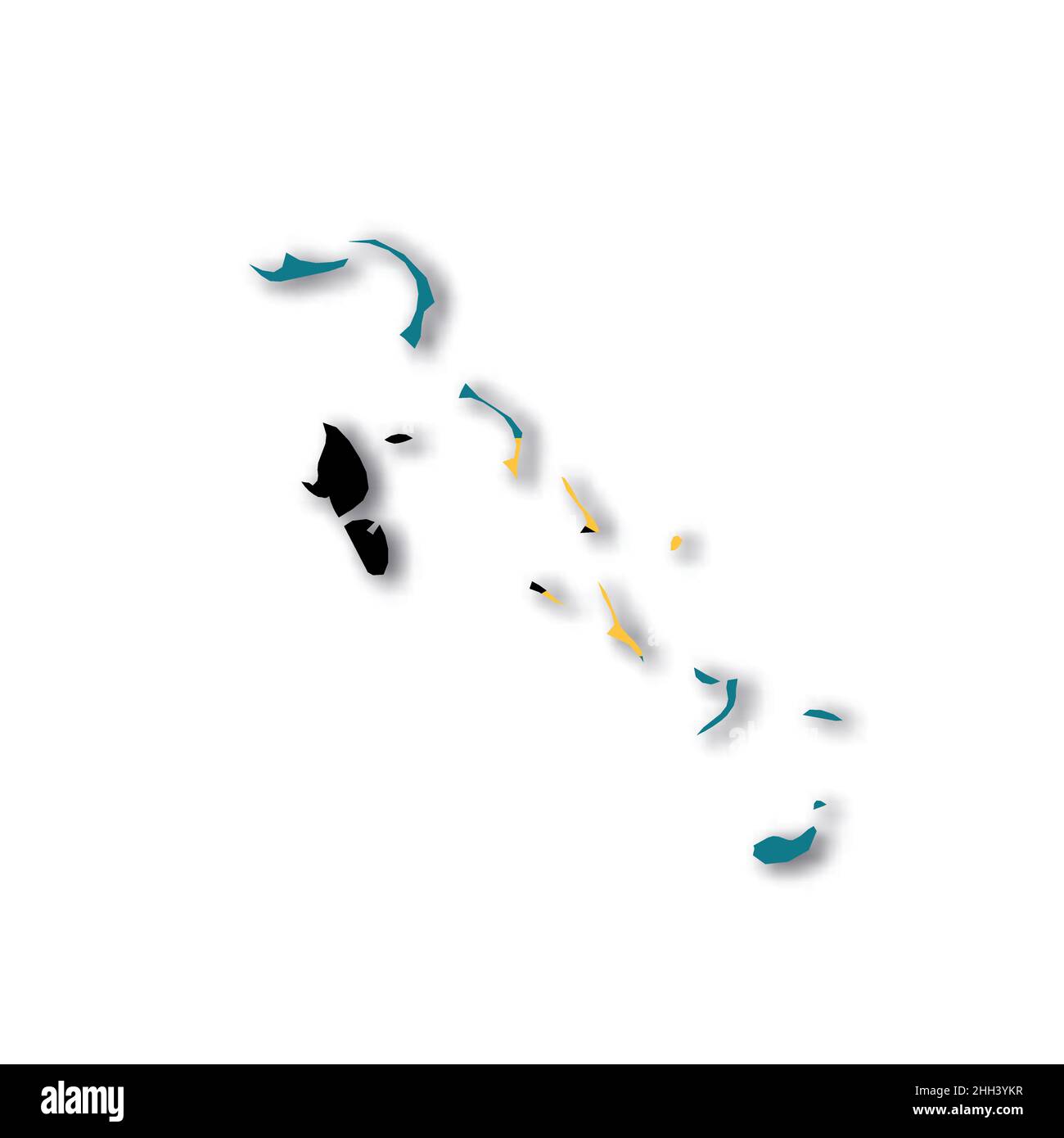 The Bahamas national flag in a shape of country map Stock Vector Image ...