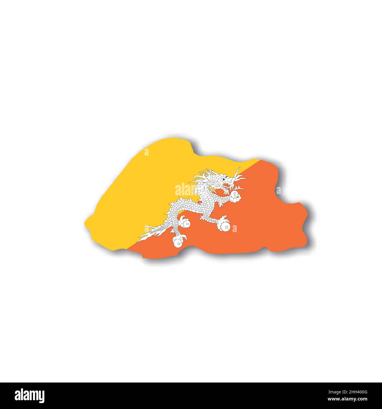 Bhutan national flag in a shape of country map Stock Vector Image & Art ...