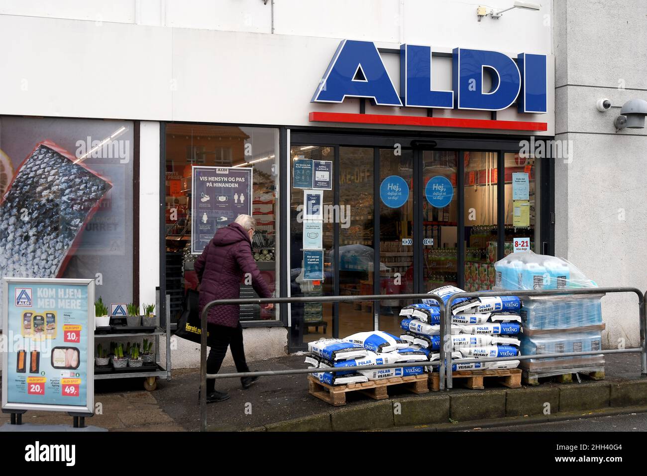 Copenhagen/Denmark./23 January 2022/ German Aldi grocery storeis openss ...