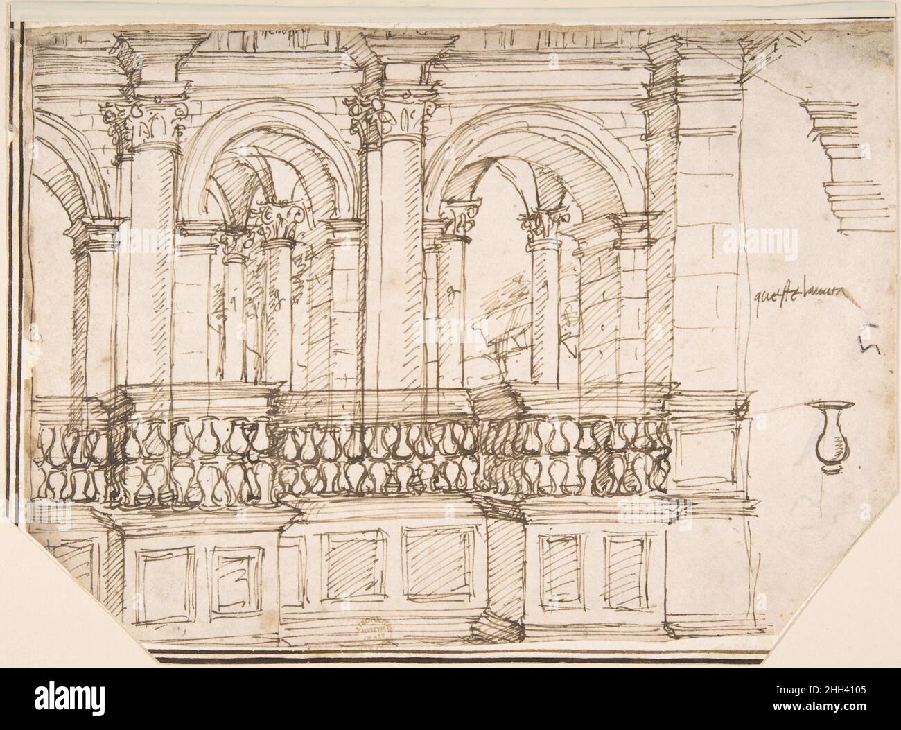 Arcade in the Balustrade (Stage Setting?) 16th century Anonymous ...
