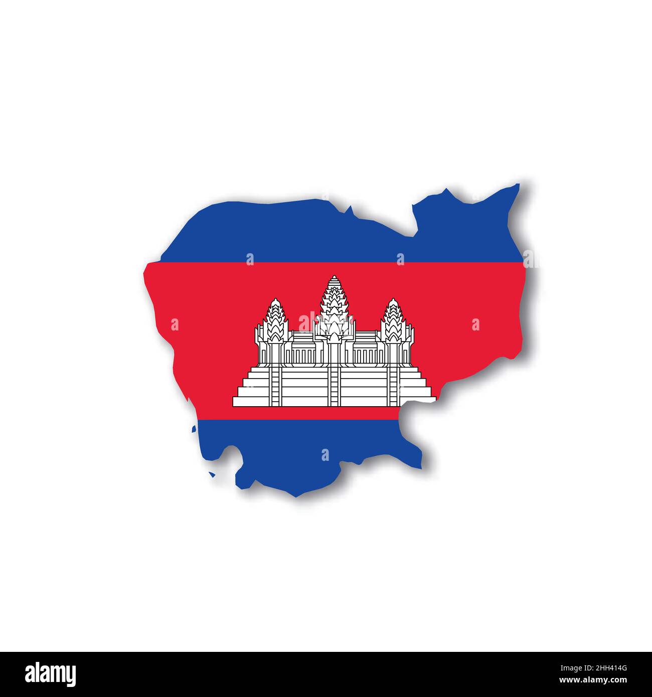 Cambodia national flag in a shape of country map Stock Vector Image ...