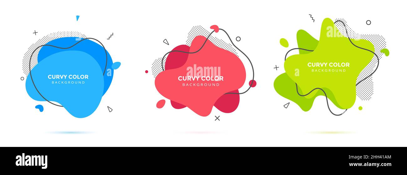 Modern liquid irregular amoeba blob shape abstract elements graphic flat style design fluid ...