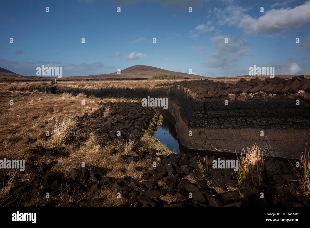 Traces of manual turfcutting on the bogs on the edge of Ballycroy ...