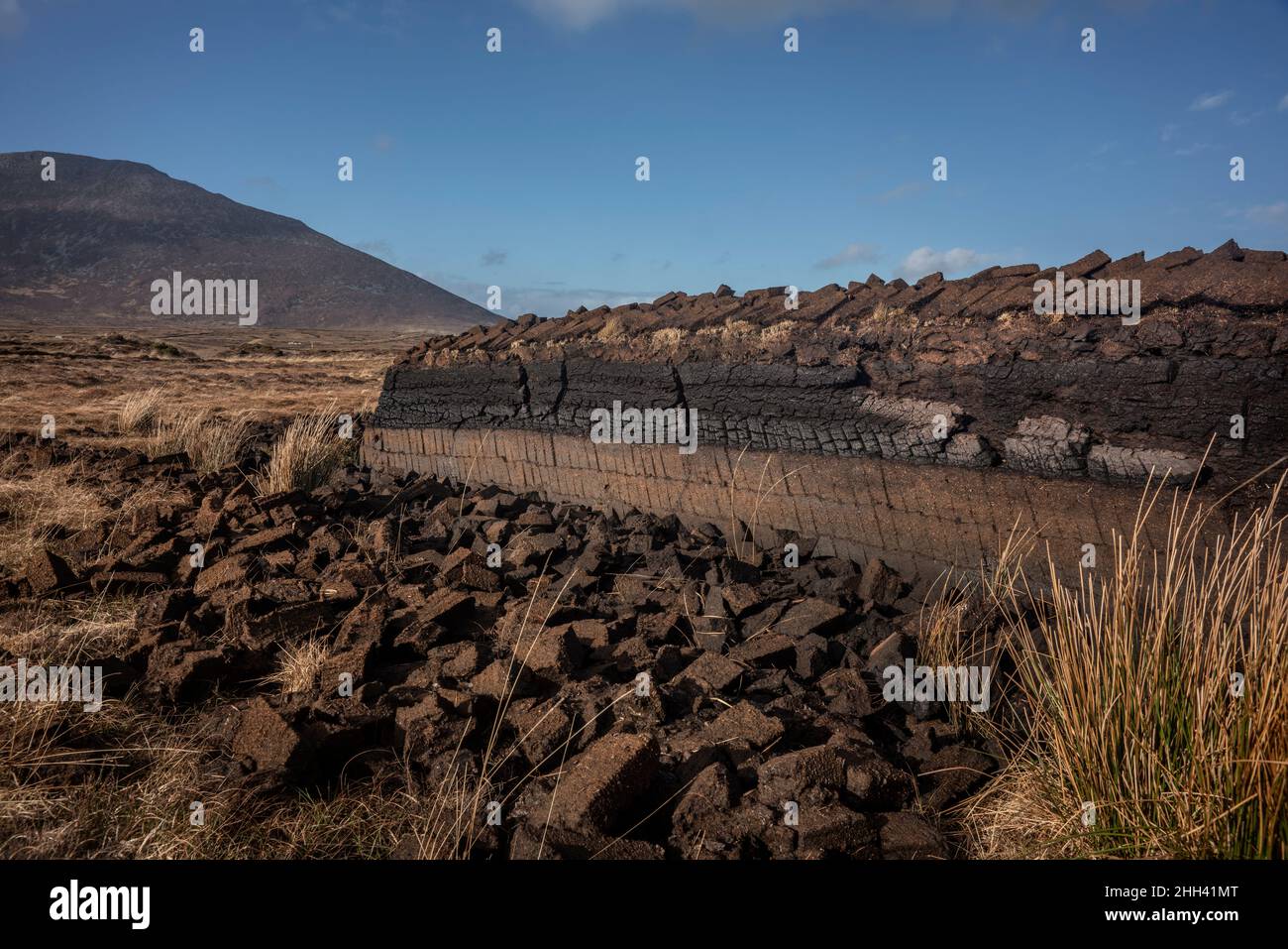 Traces of manual turfcutting on the bogs on the edge of Ballycroy ...