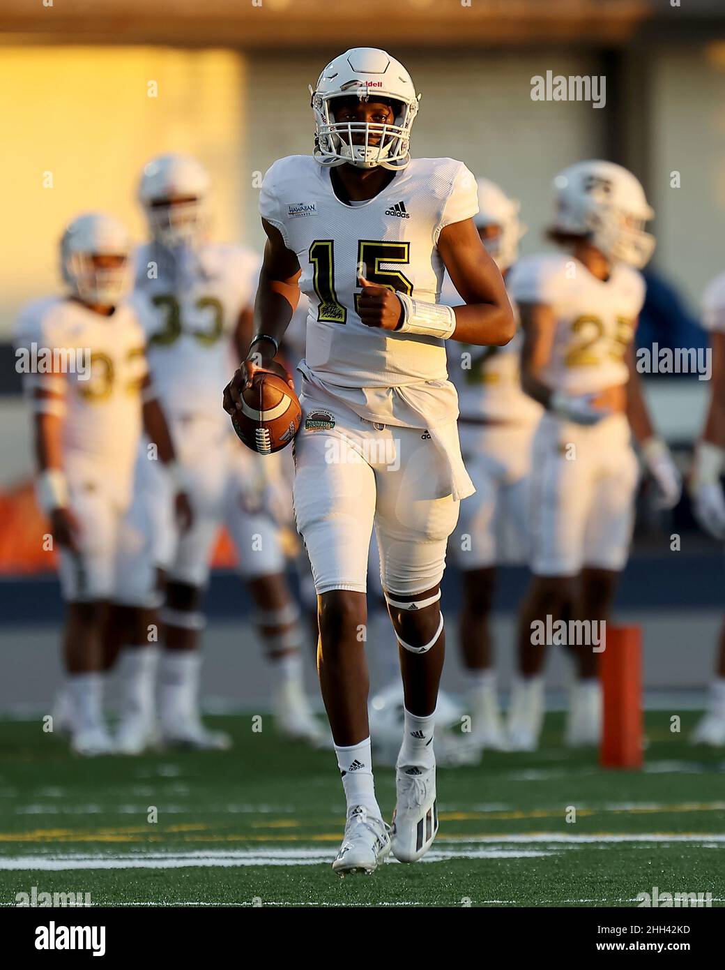 January 22, 2022 - Team Makai quarterback Justin Martin #15 (Inglewood ...