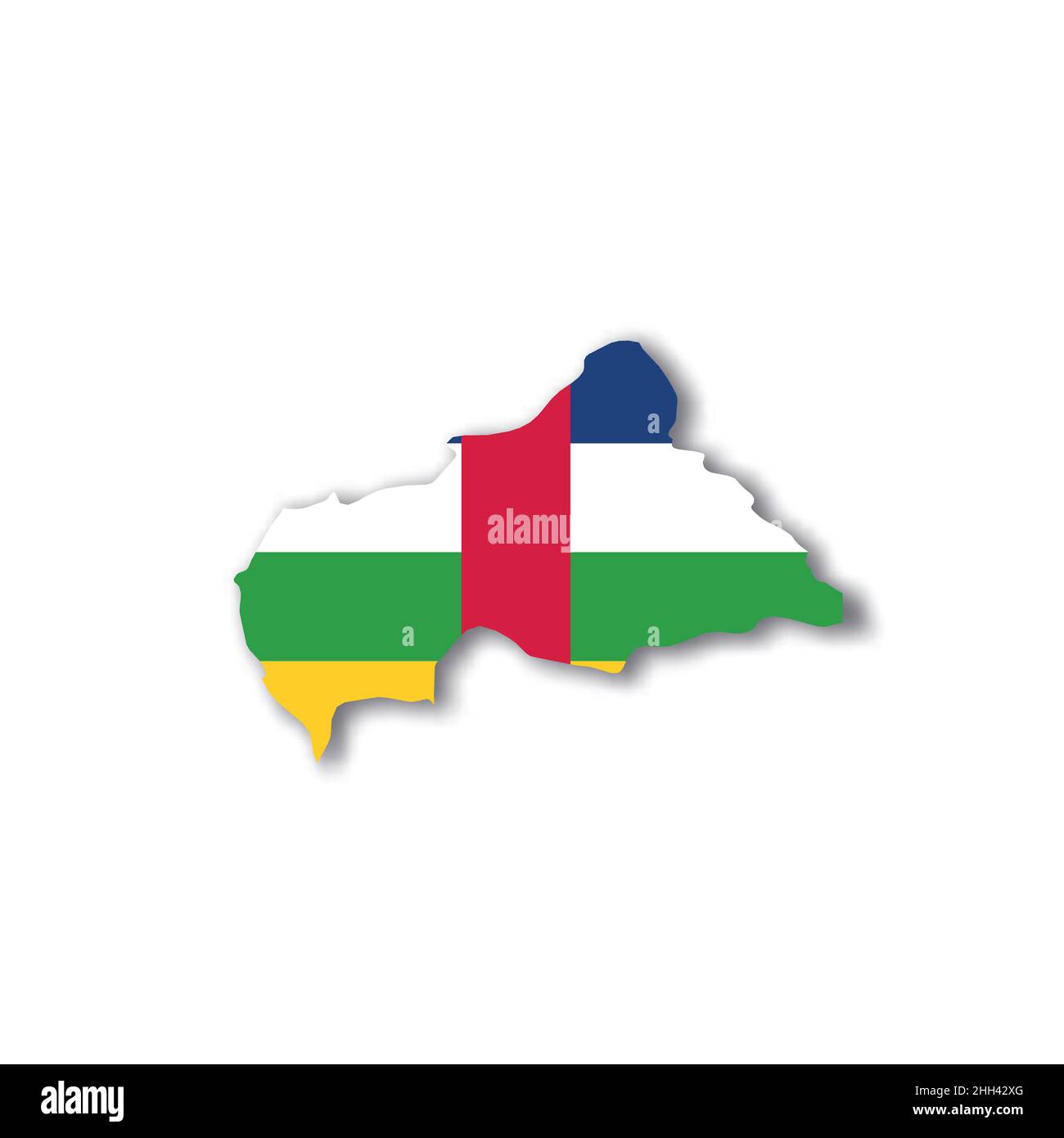 Central African Republic national flag in a shape of country map Stock ...