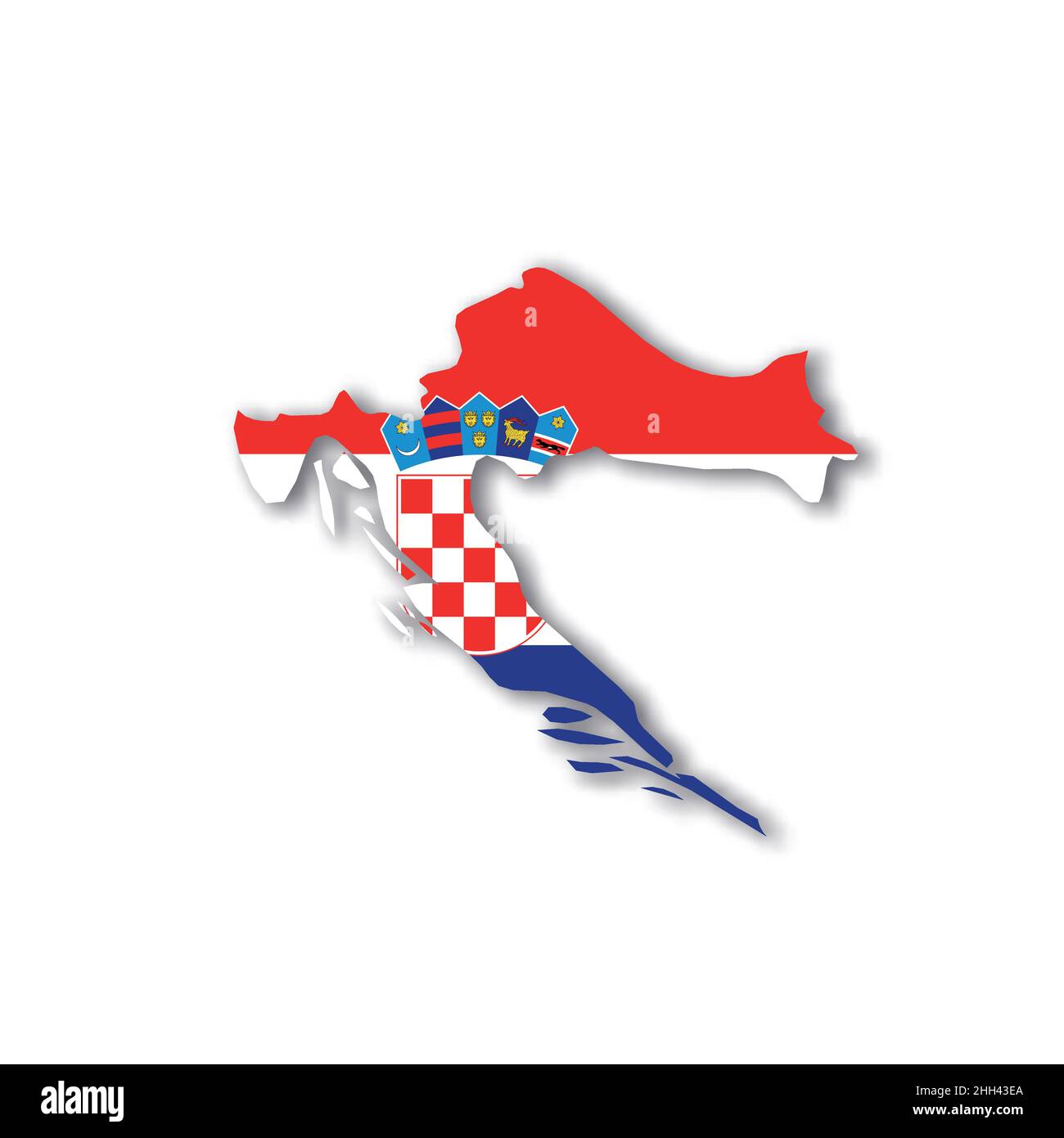 Croatia national flag in a shape of country map Stock Vector Image ...