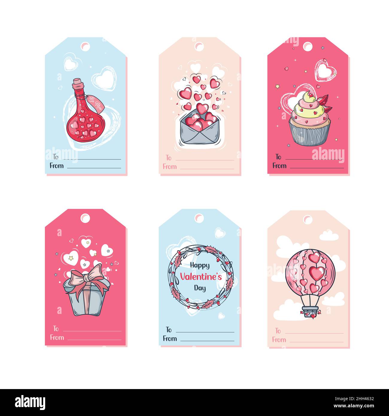 Vector Valentine Day cards templates. Hand written February 14 gift ...