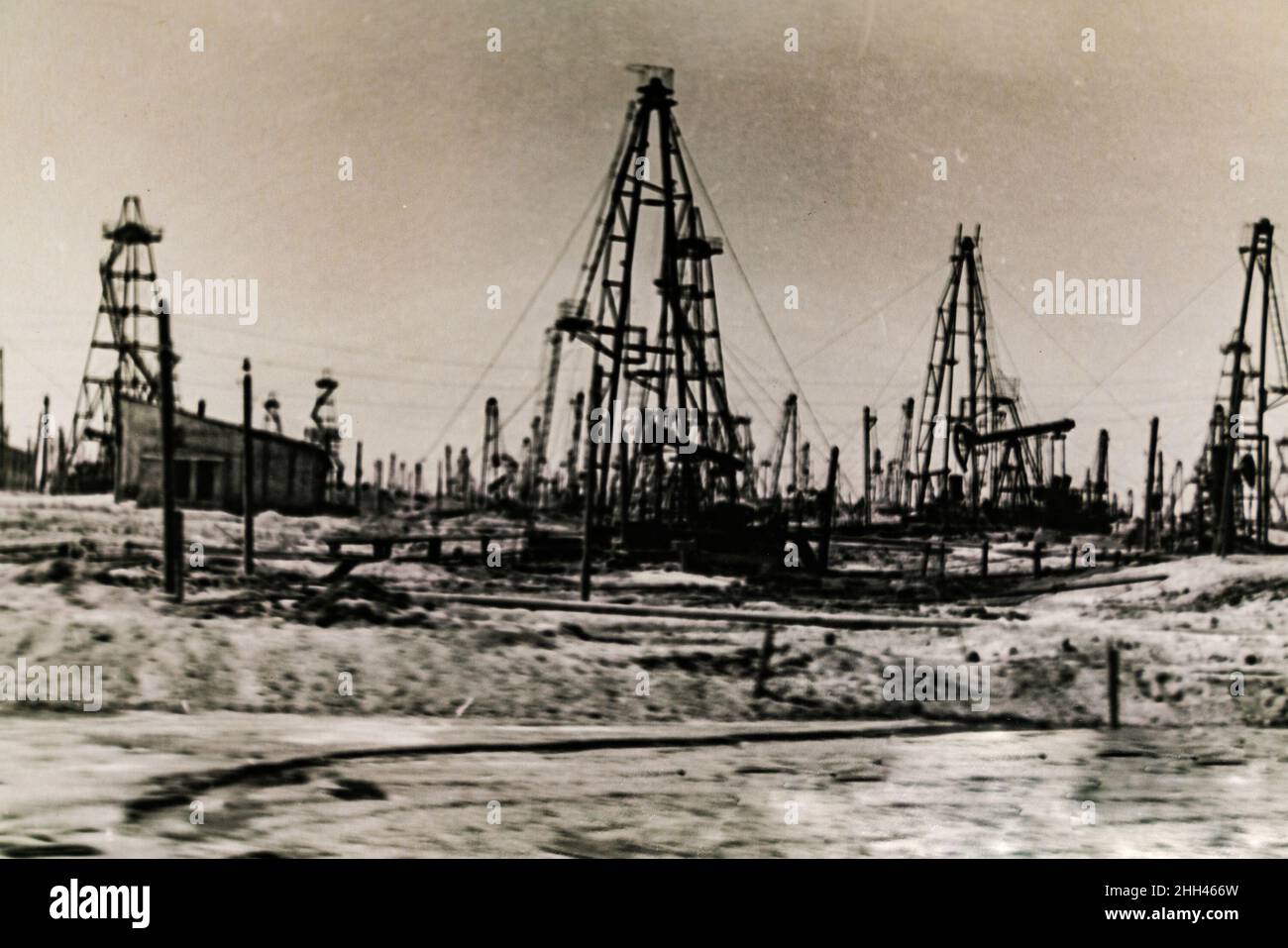 Russia Baku - CIRCA 1920s: Historical Edwardian photo of Oil fields ...