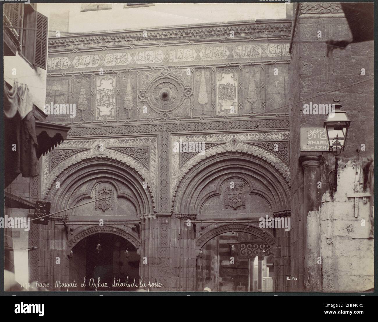 Caire. Mosquée el-Arhar, détails de la porte 1870s Félix Bonfils French ...