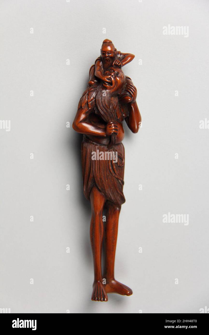 Ashinaga (Long Legs) and a Daoist Sage 18th century Japan This netsuke ...
