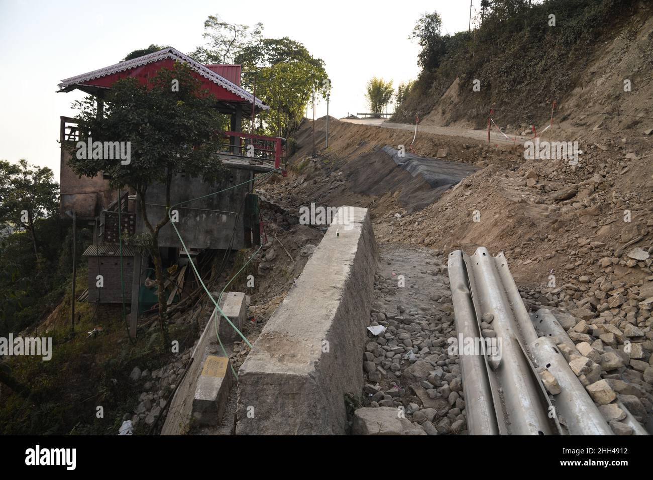 The multi-storey building shifted and unlivable caused by landslide due ...