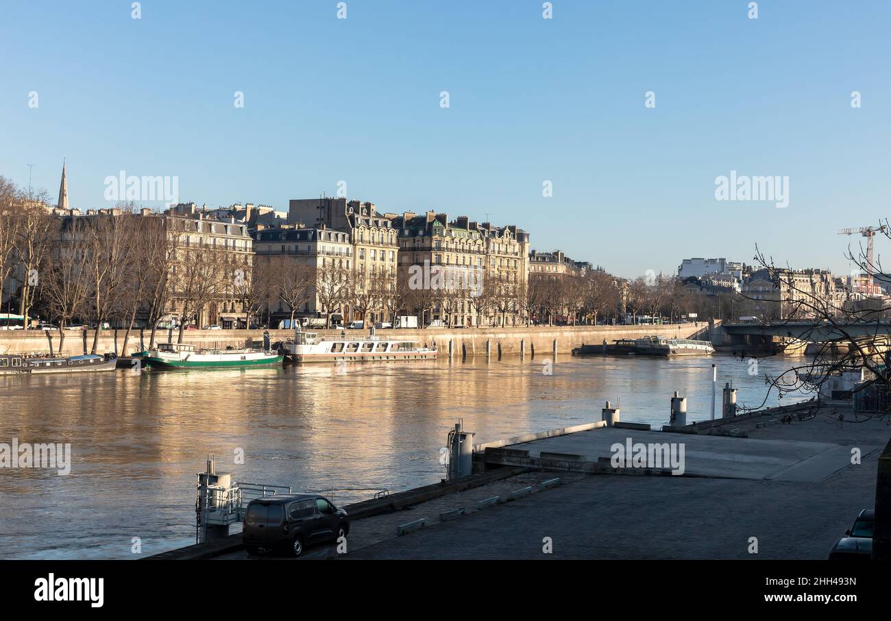 River Seine in Paris, France. Architecture and landmarks of Paris Stock ...