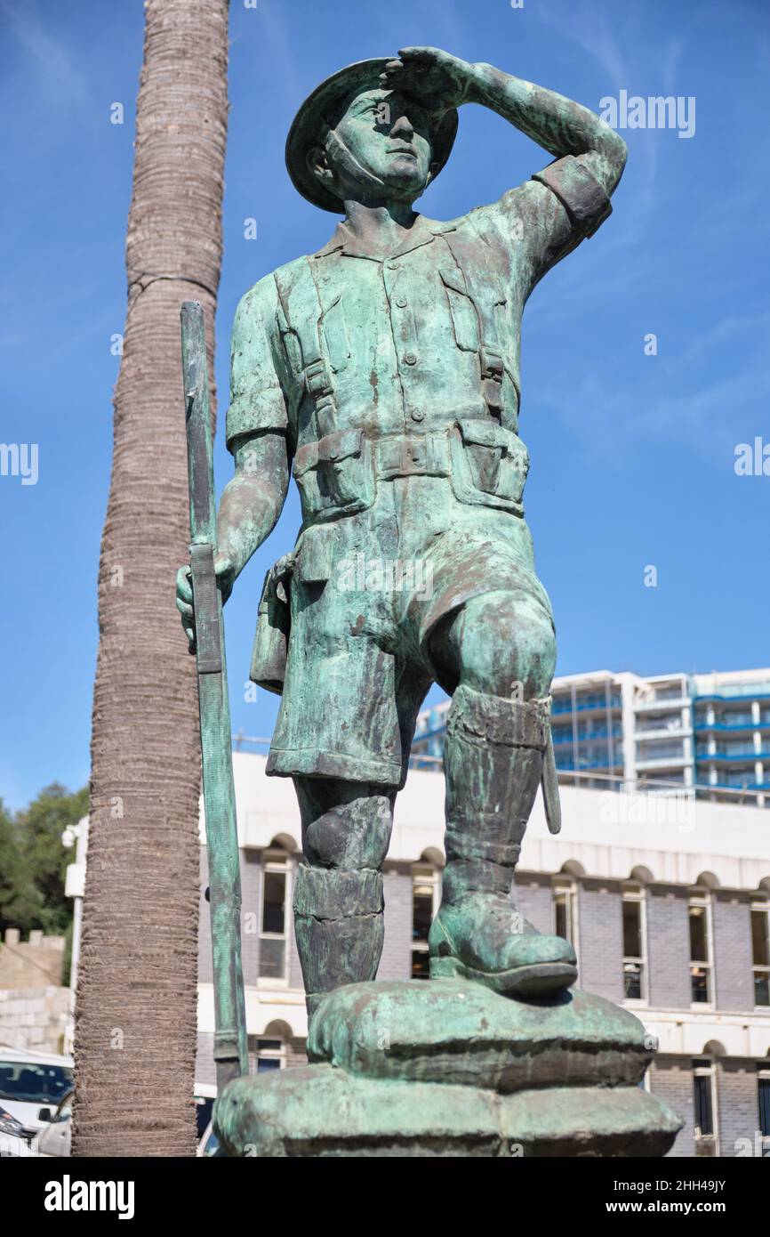 Statue of a Gibraltar defence force soldier Stock Photo - Alamy