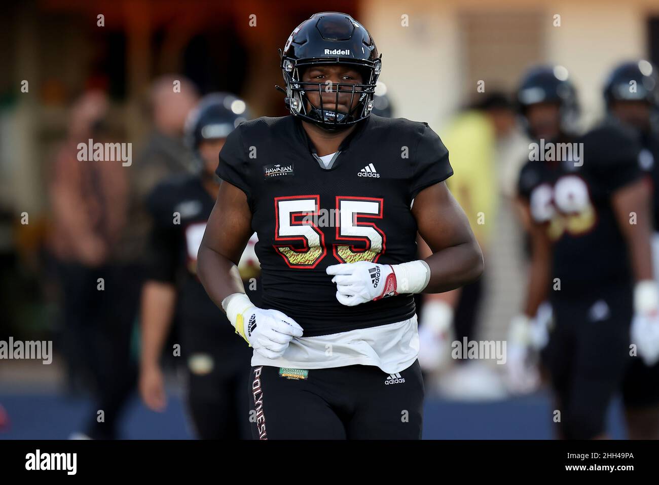 January 22, 2022 - Team Mauka offensive lineman Joshua Conerly Jr. #55 ...