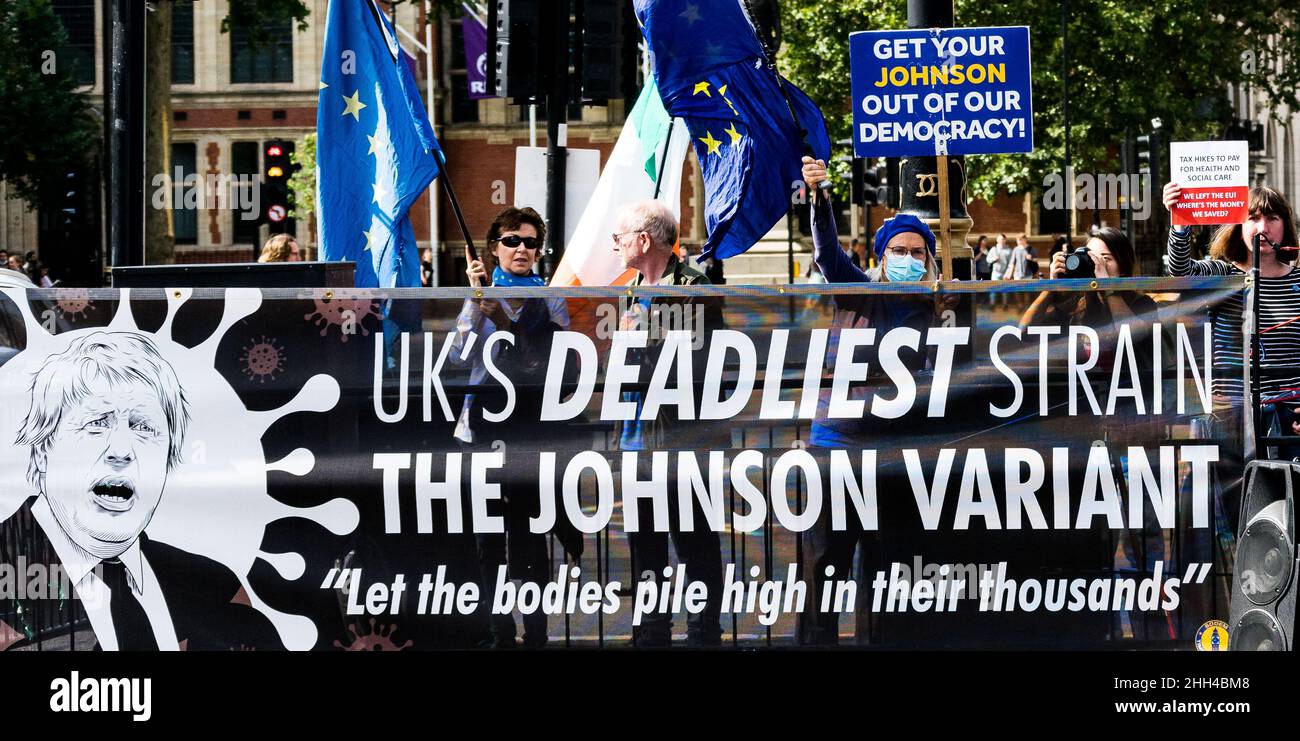 The Johnson Variant protest outside Westminster Stock Photo - Alamy
