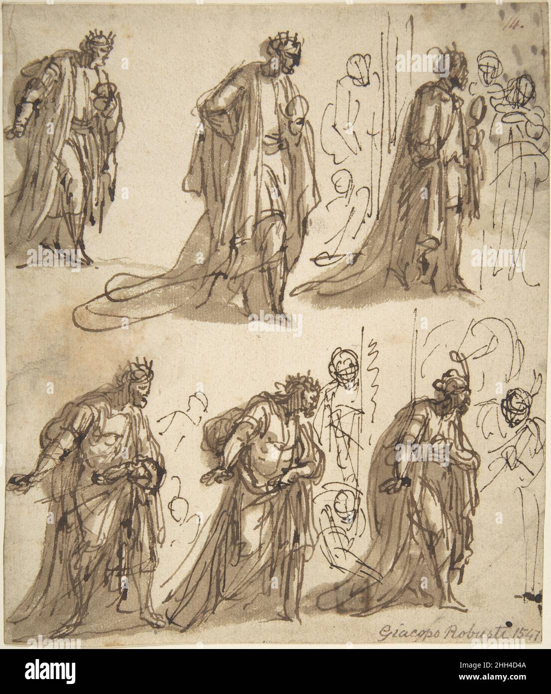 Six Studies of a King for an Adoration 16th century Anonymous, Italian ...