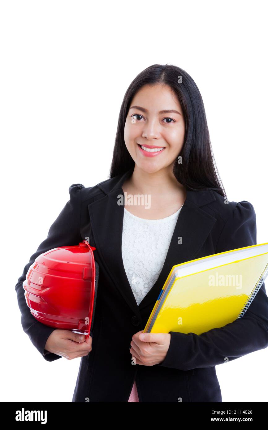 Portrait of asian young attractive professional female contractor ...