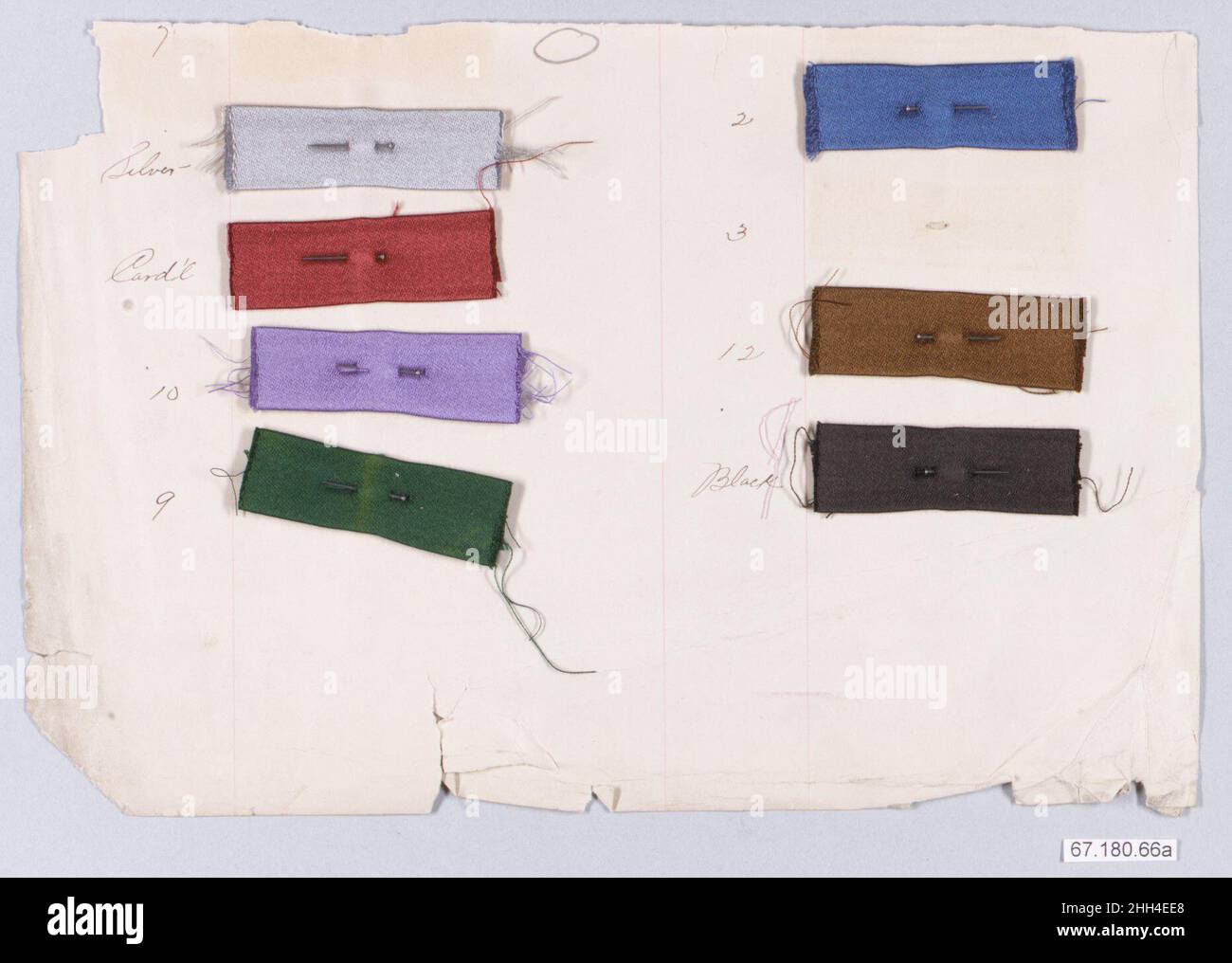 Sample book, page from a sample book and loose samples (in envelope ...
