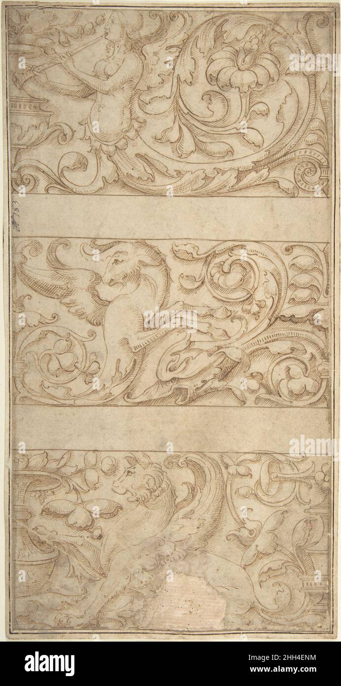Antique-Style Ornament Frieze Design: Rinceaux with Grotesque Figures ...