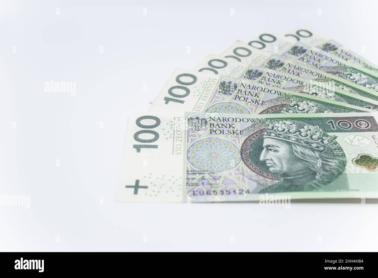 One hundred zloty - Polish banknote. Polish currency on a white ...