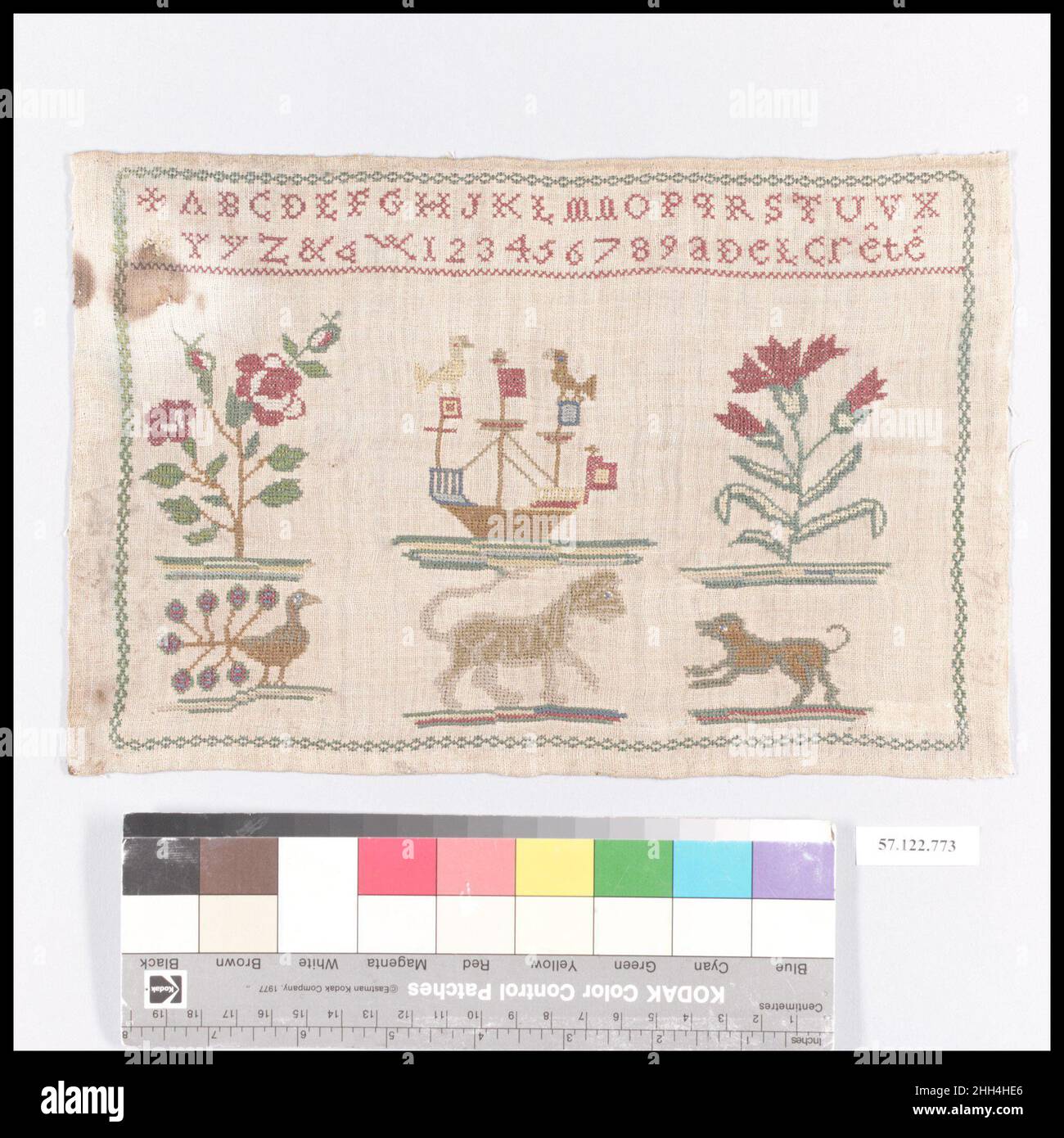 Sampler 19th century French. Sampler 228689 Stock Photo - Alamy