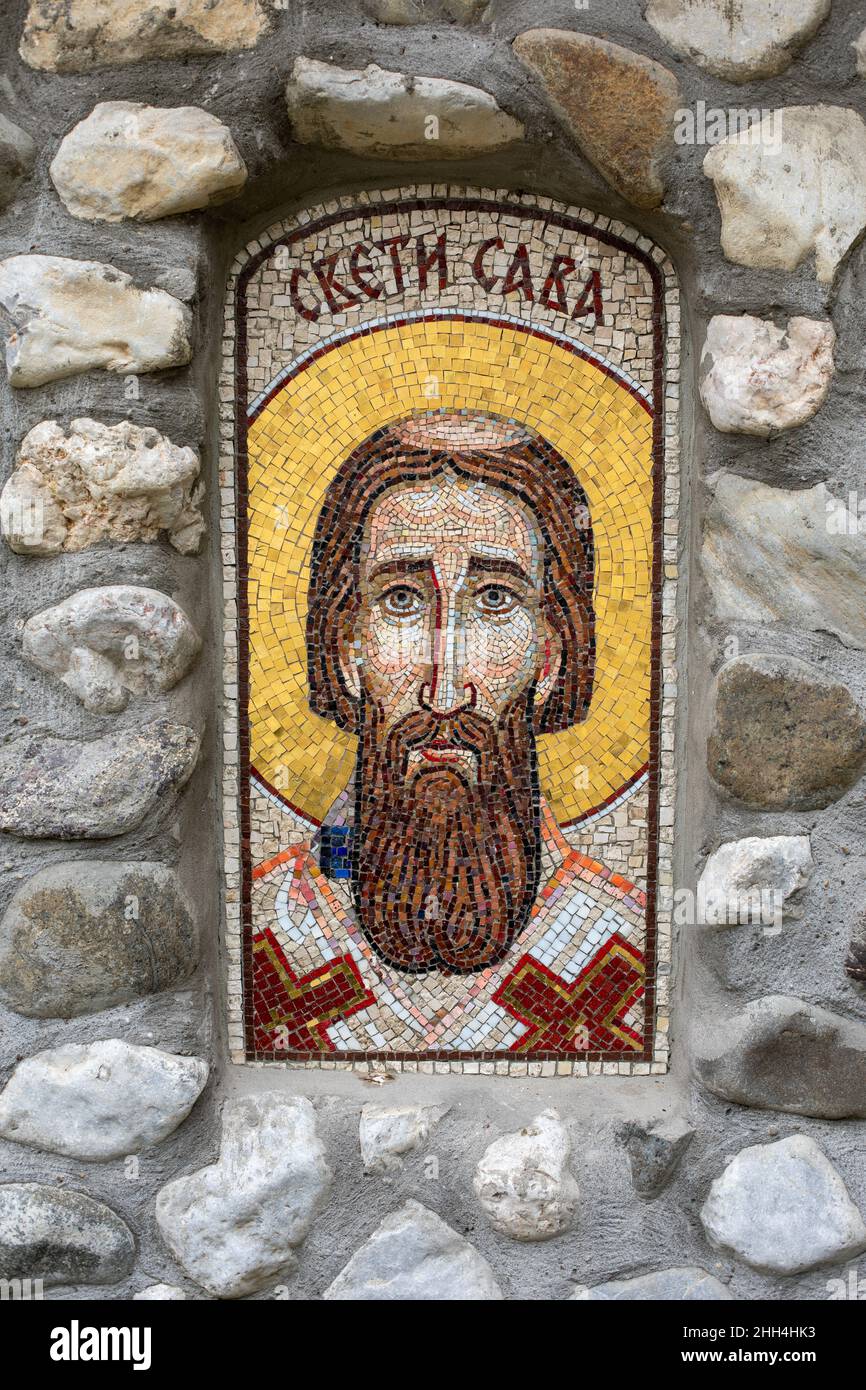 Mosaic of the Saint Sava Serbian. Serbian prince and Orthodox monk from ...