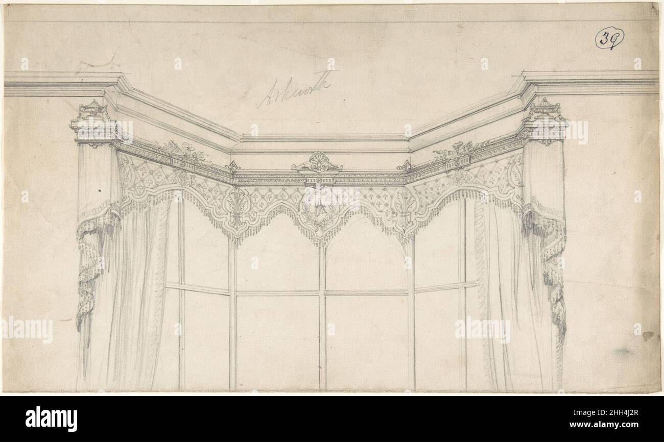 Partial Design for Bay Window with Monogrammed Curtains 1841–1900 ...