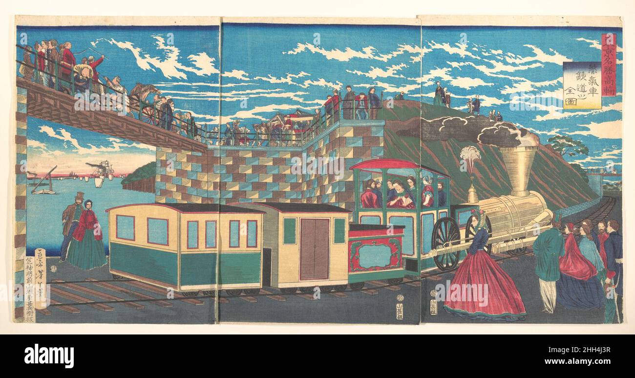 Illustration of Steam Locomotive Tracks at Takanawa, from the series ...