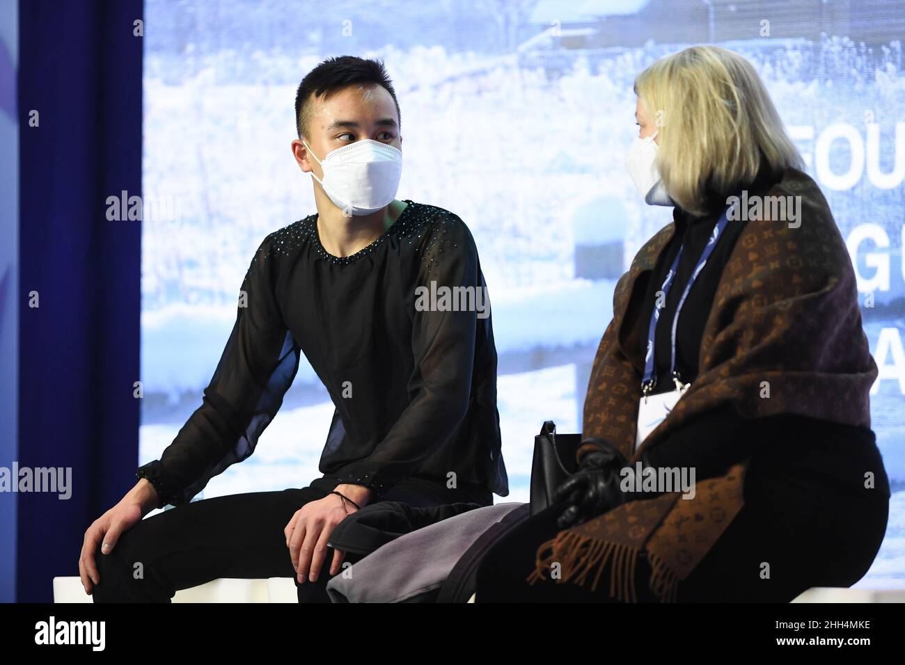 Tallinn, Estonia. 23rd January, 2022. James MIN (AUS), at Kiss & Cry ...