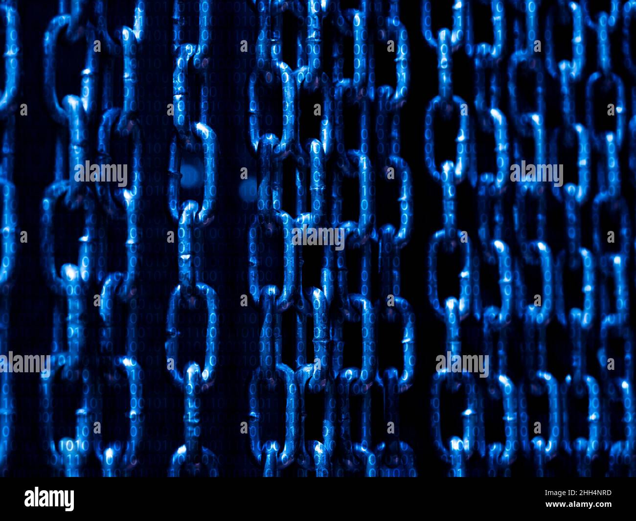 Blockchain technology concept. Abstract blue block chain, big data ...