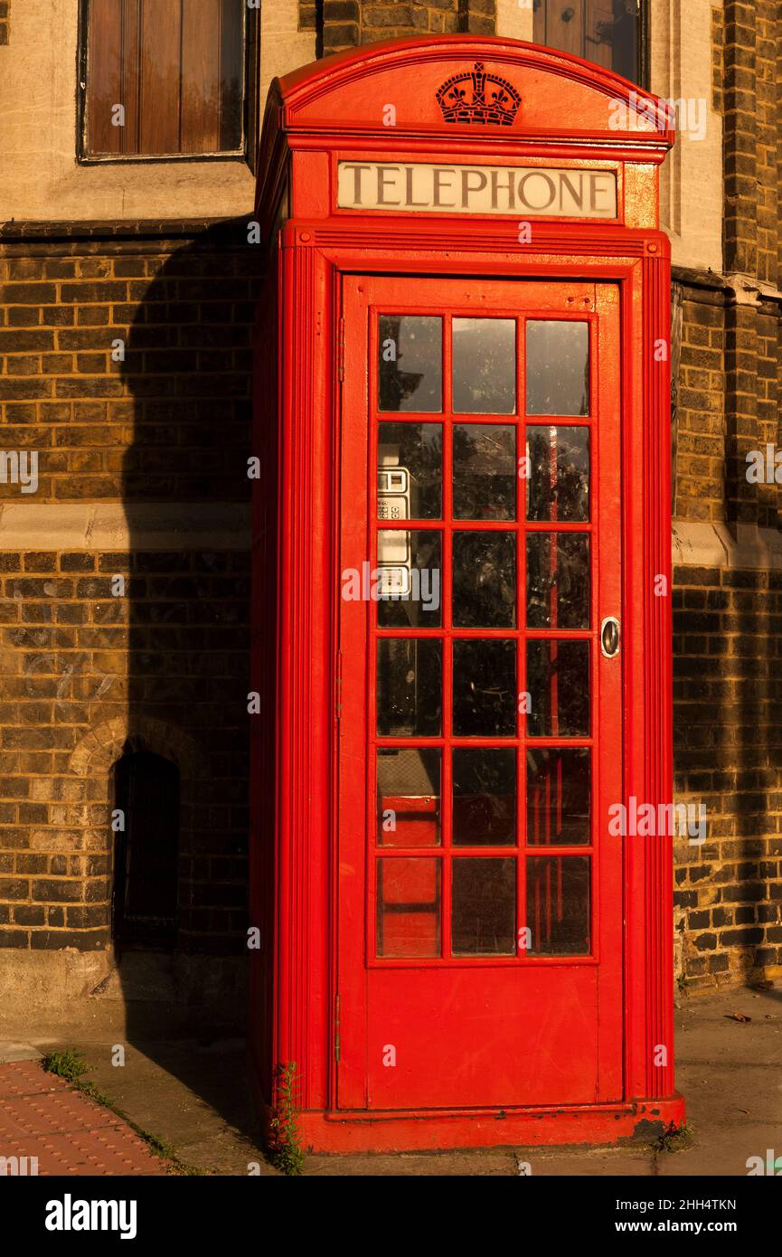 A iconic red K2 phone box, Saint George's Road, Southwark. The K2 kiosk ...