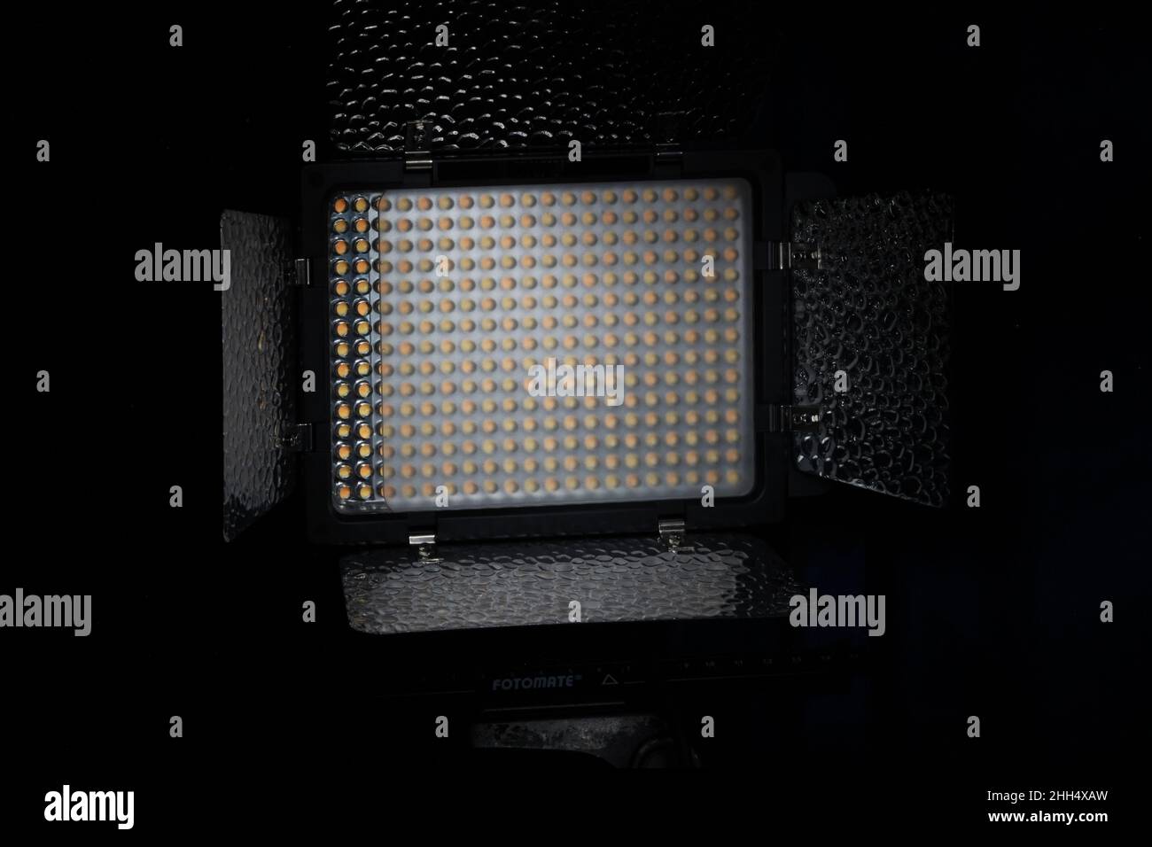 led spotlight with reflectors on black background Stock Photo - Alamy