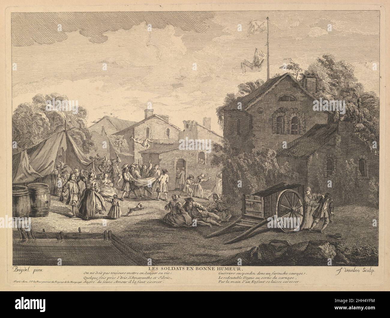Soldiers in a Good Mood (Les Soldats en Bonne Humeur) 1746 After Carel ...