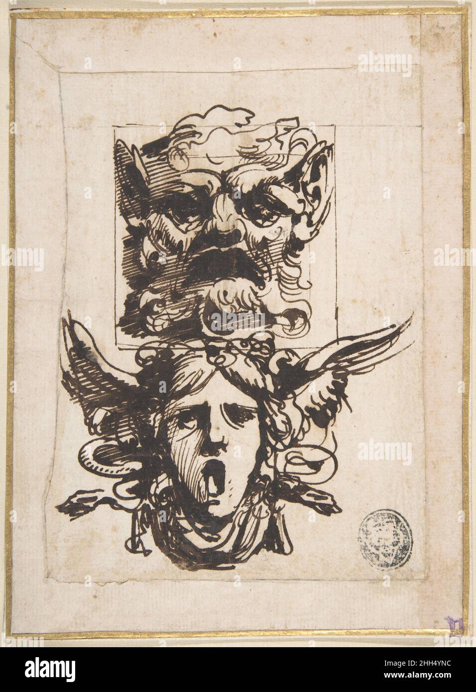 Design for Two Masks Shaped as Satyr and a Winged Medusa Head 1732–1802 ...