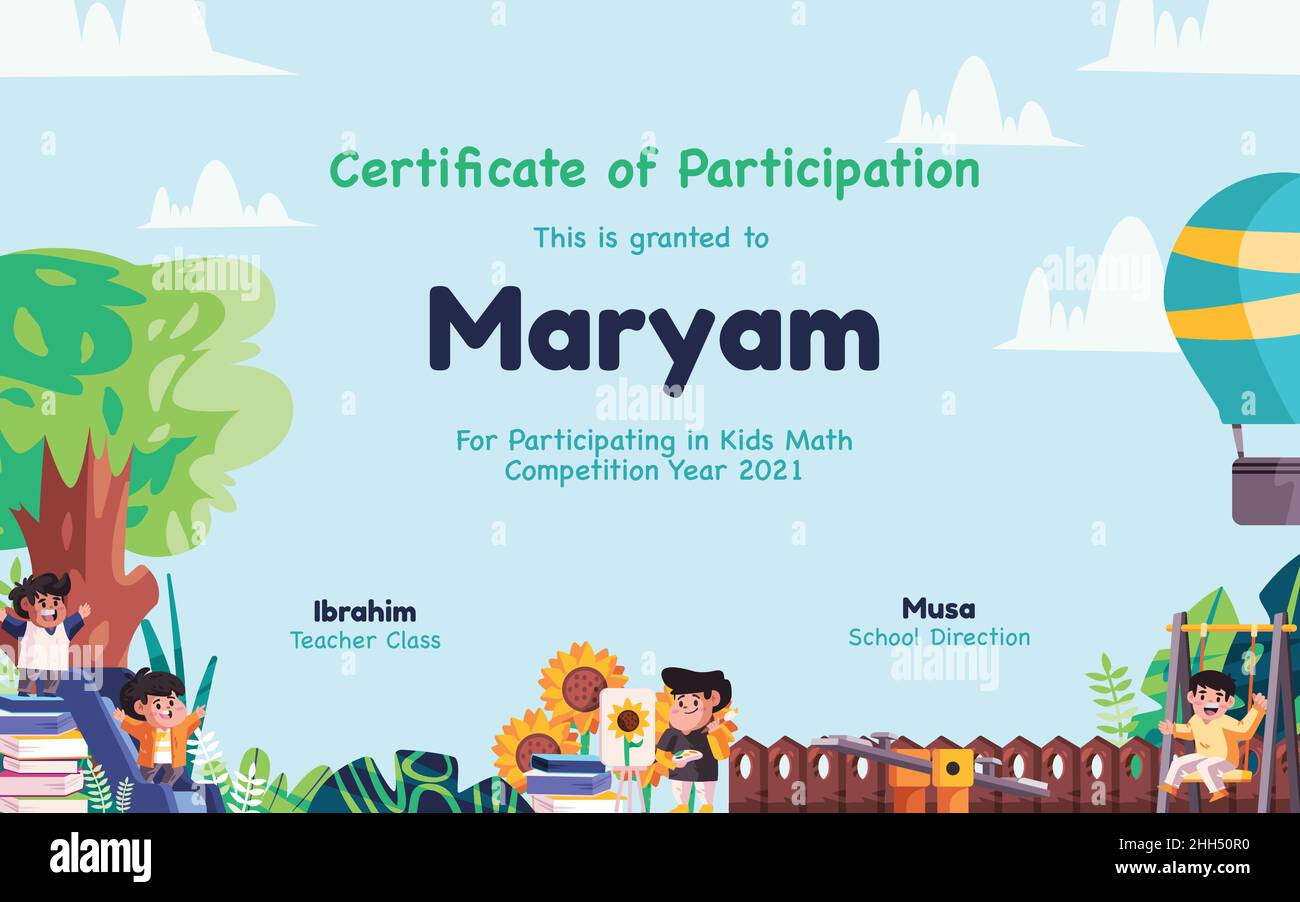 Certificate Of Participation Design For Kids