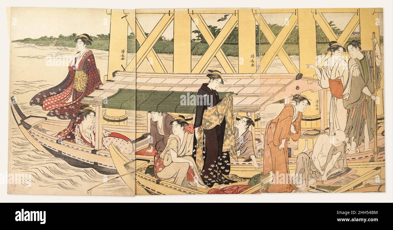 A Boating Party under Azuma Bridge ca. 1785 Torii Kiyonaga Japanese ...