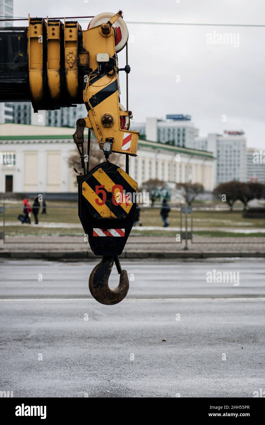 Crane hook for lifting loop close up Stock Photo - Alamy