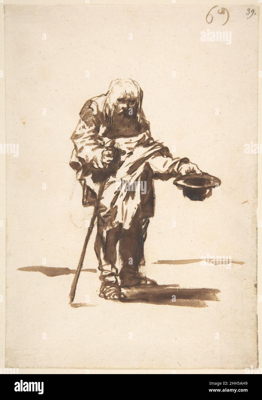 Beggar with a staff in his right hand; folio 69 from the Images of ...