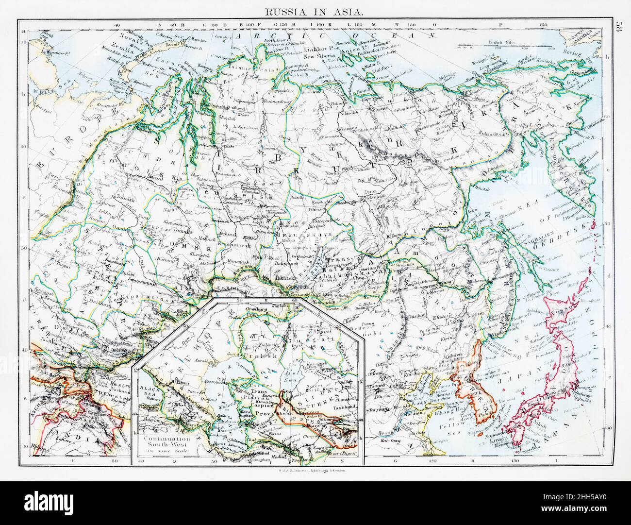 1897 Historical map of Old Russia, pre-Soviet USSR. For Russian history ...