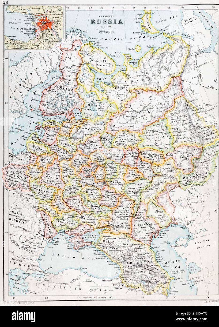 1896 Historical map of Old Russia, pre-Soviet USSR. For Russian history ...