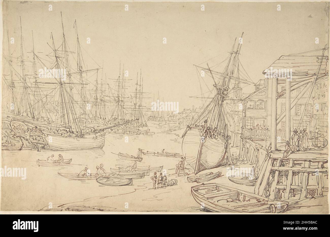 Shipyard Greenwich Before 1791 Thomas Rowlandson British Shipyard