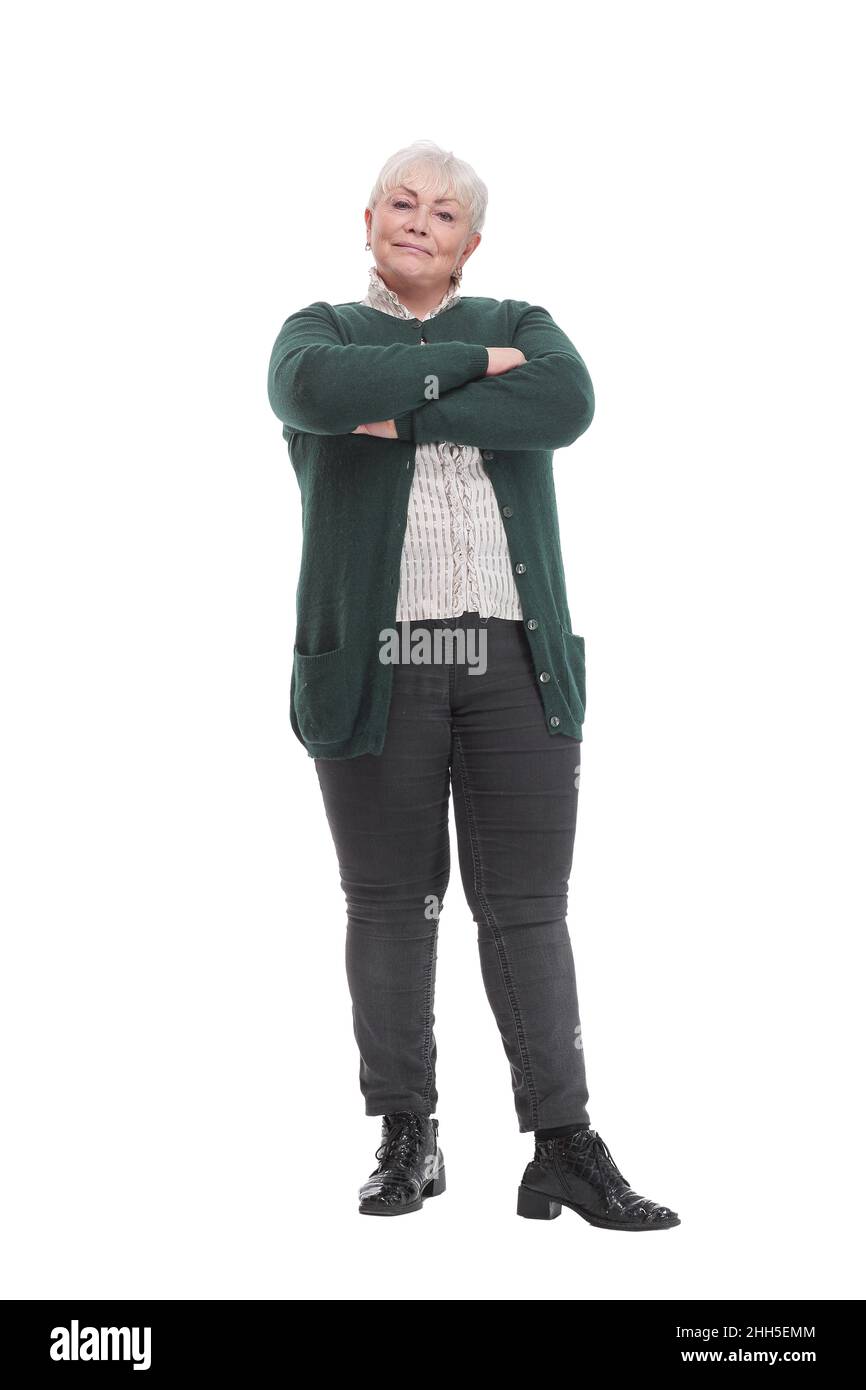 Portrait Of Confident Mature Woman In Smart Casual Standing Isolated