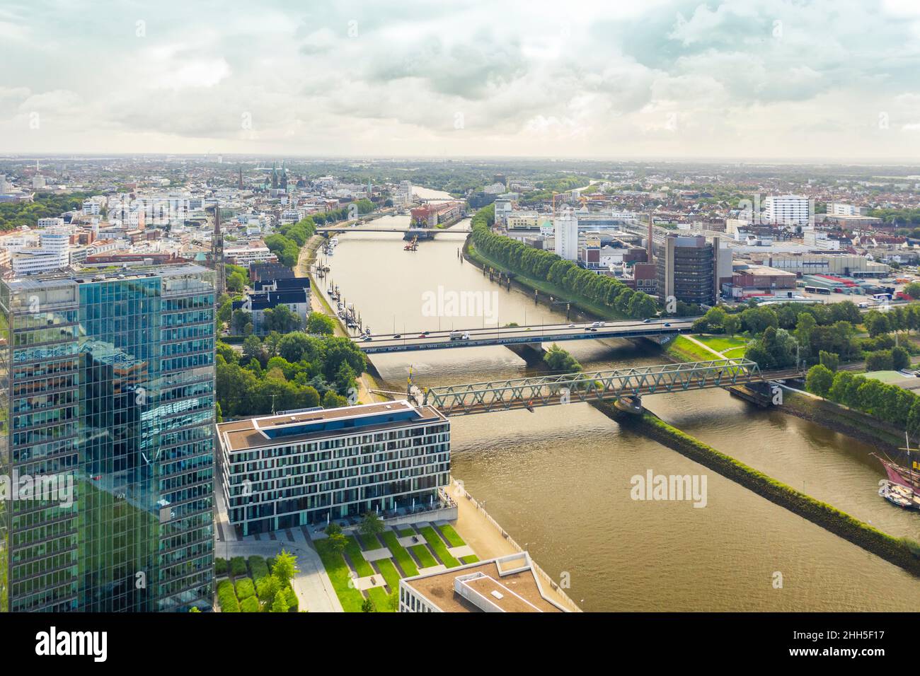 Aerial view weser river canal hi-res stock photography and images - Alamy