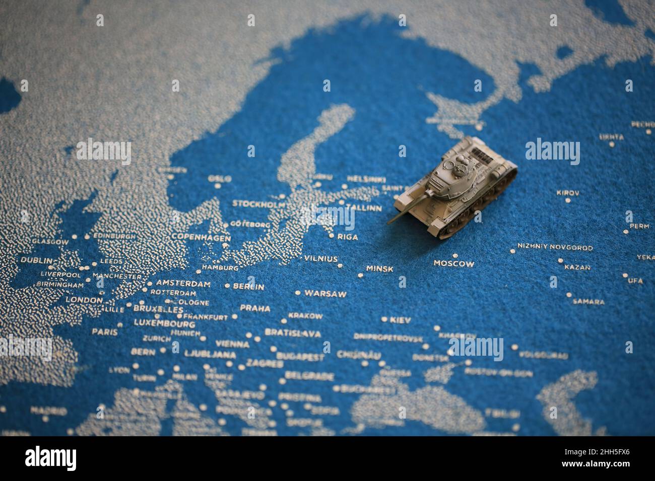 the tank model and map on Europe, Russia-Ukrainian boundary Stock Photo ...