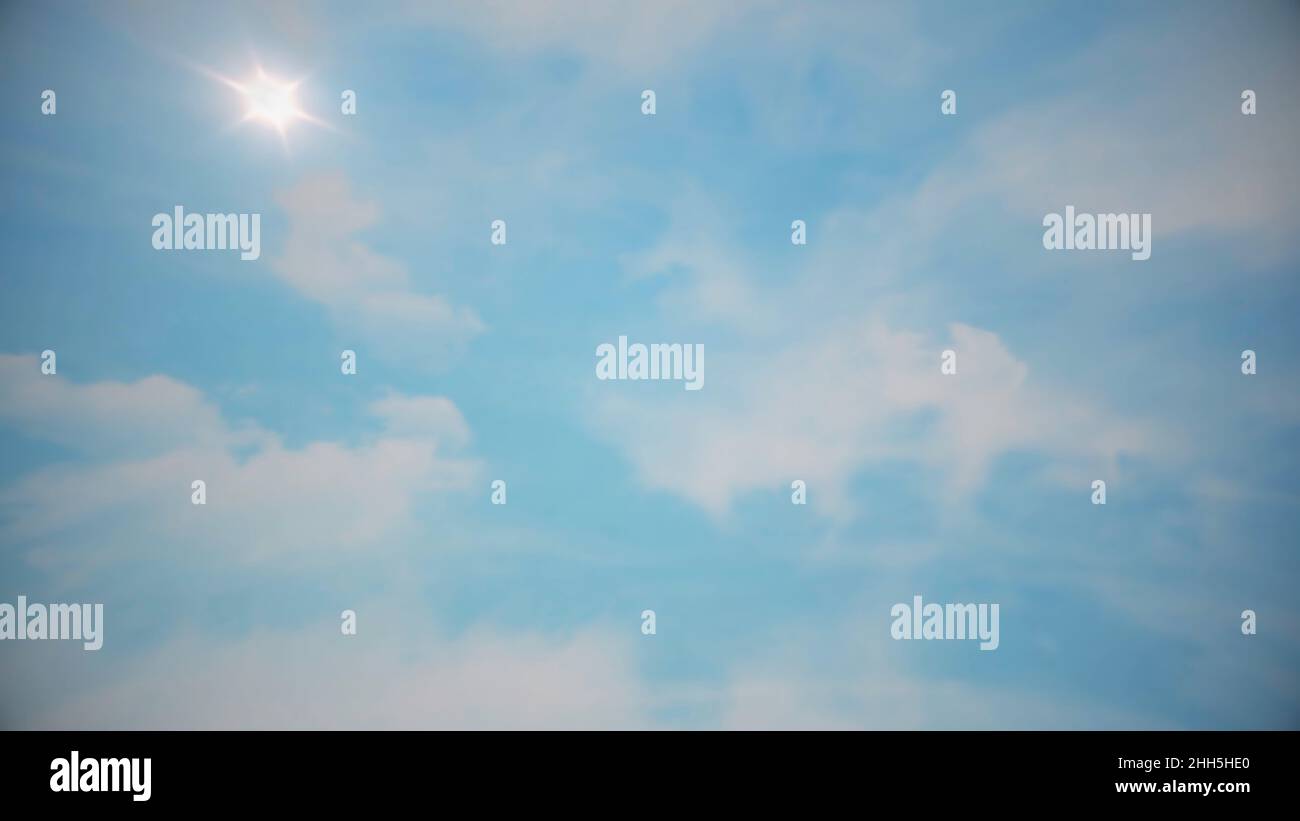 Fly through the clouds in the sky. Animation. Beautiful clouds at the ...