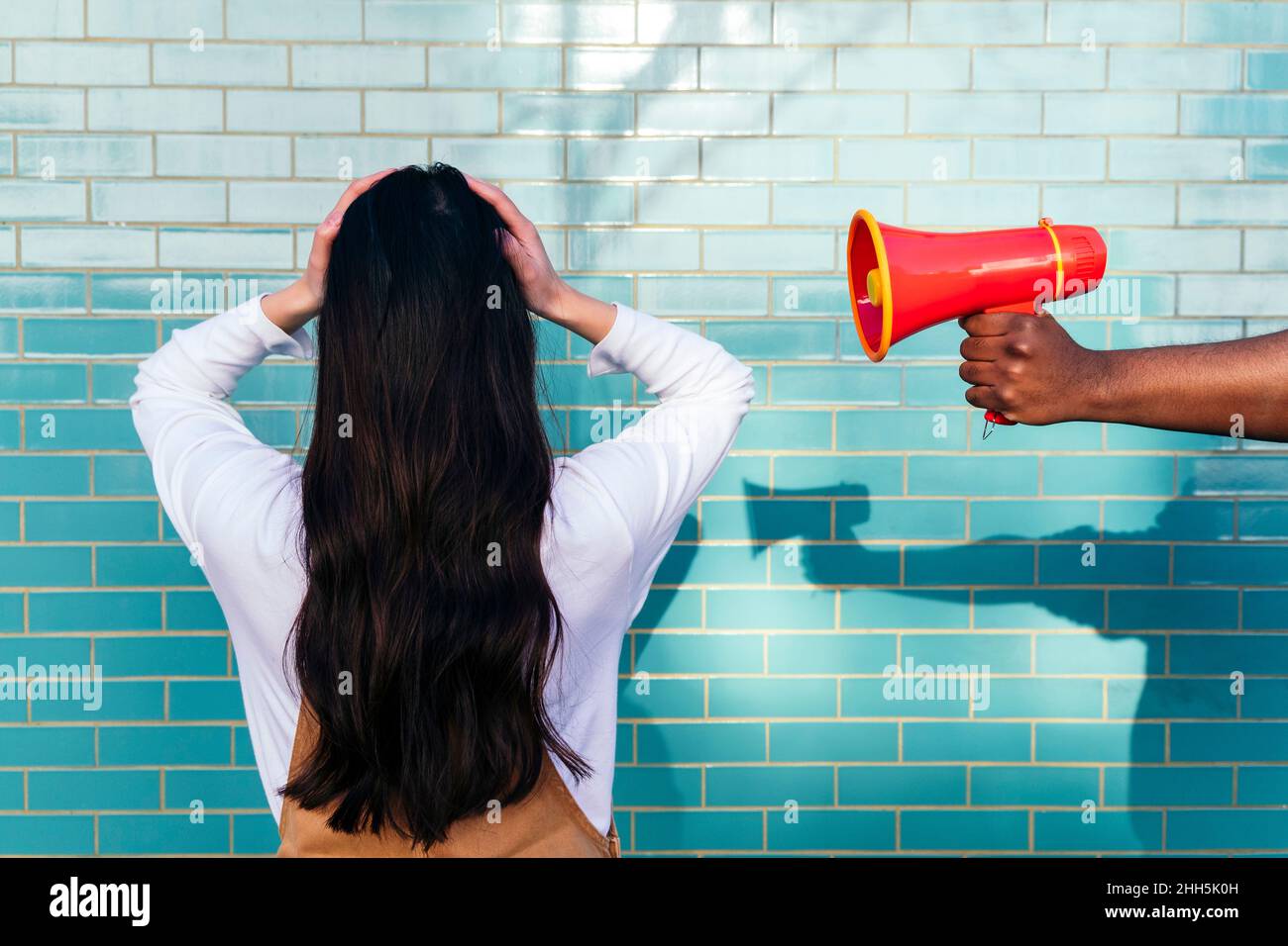Man holding megaphone ears hi-res stock photography and images - Alamy