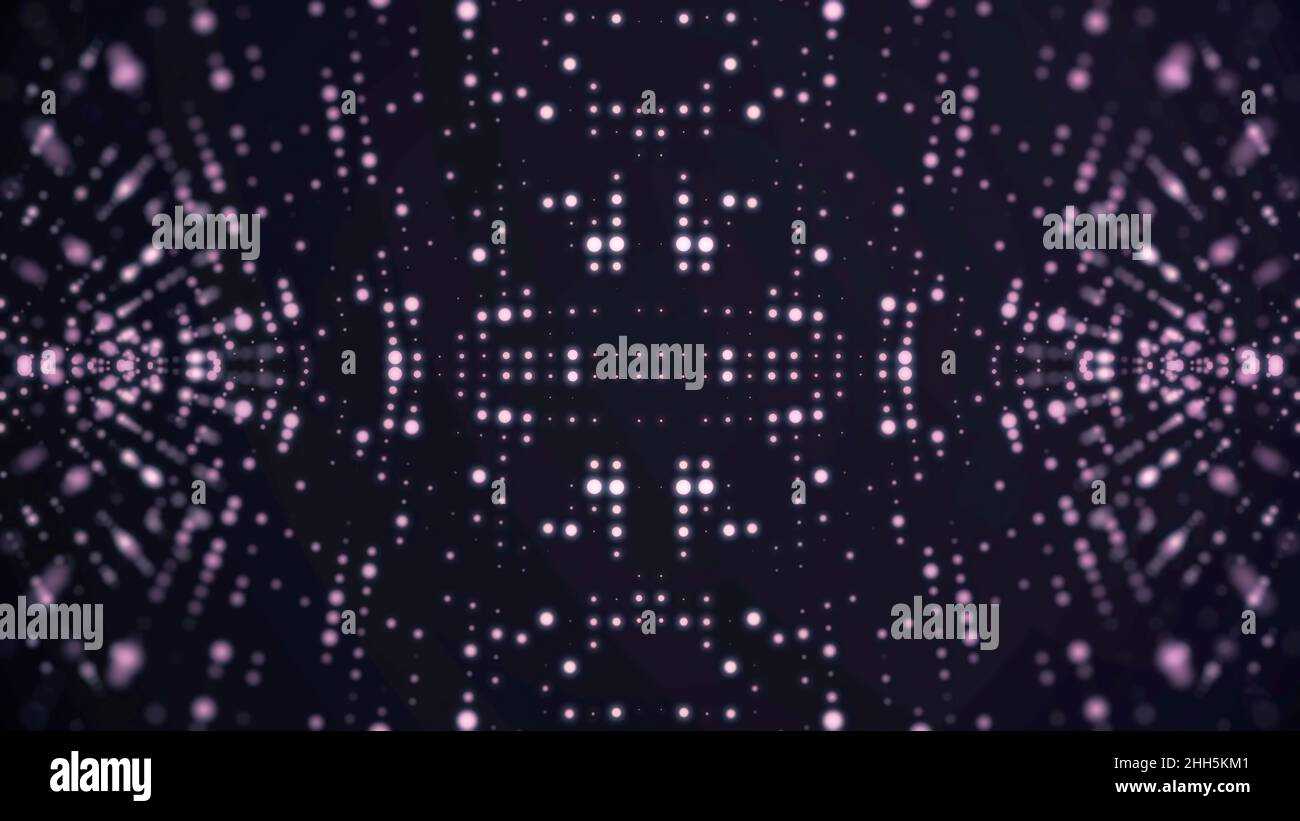 Moving Particle animation background. Flowing light dots on purple ...