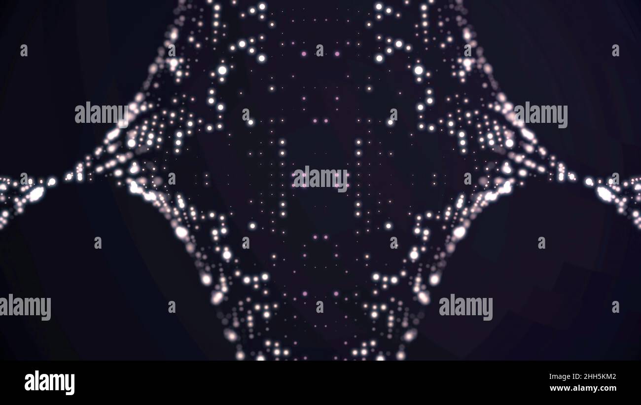 Moving Particle animation background. Flowing light dots on purple ...