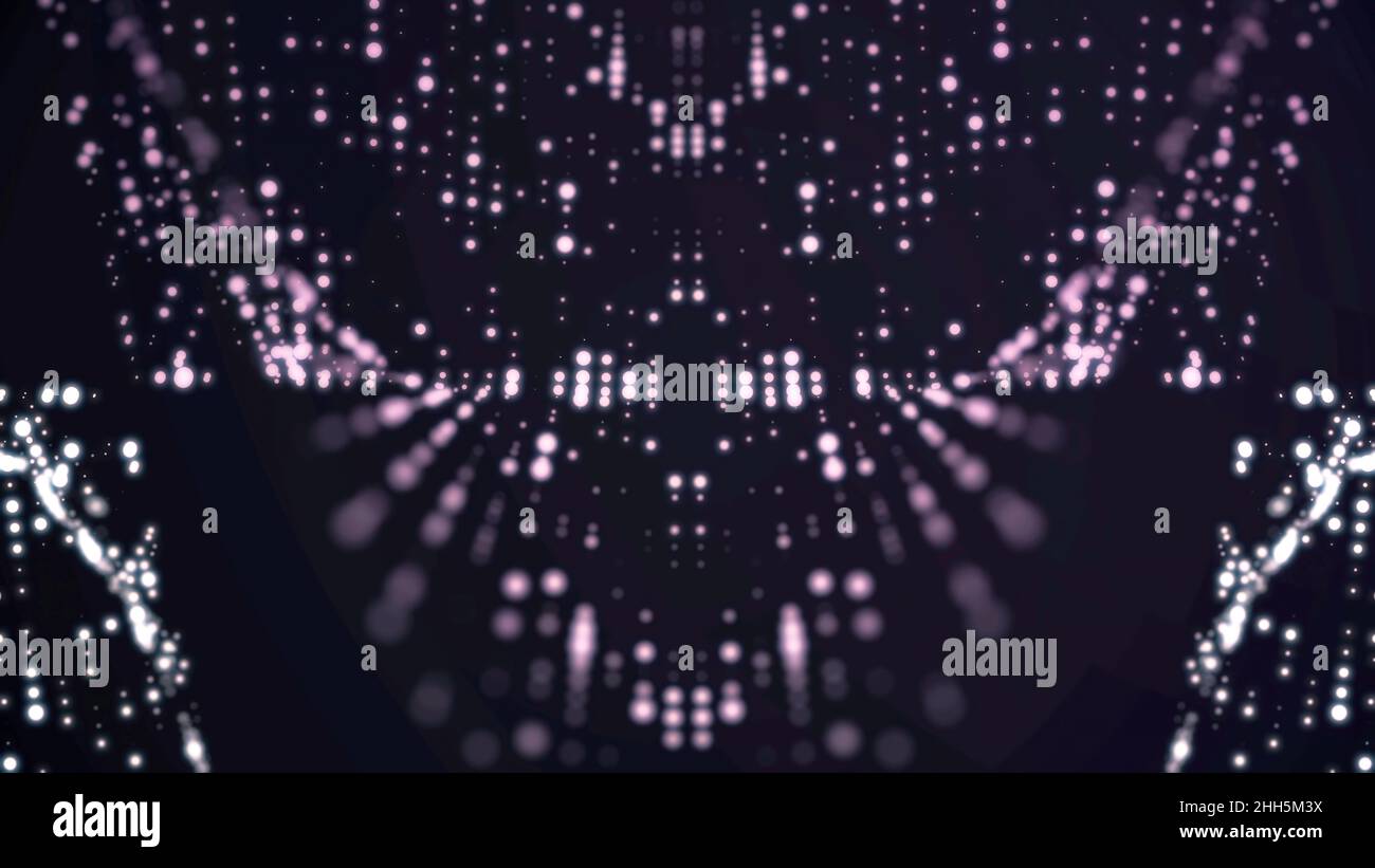 Moving Particle animation background. Flowing light dots on purple ...